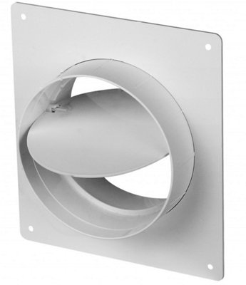 Awenta 150mm Wall Mounted Flange Anti Backdraft Damper White PVC Round ...