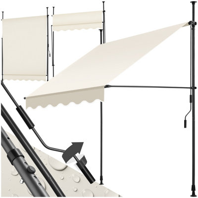 Awning - retractable, clamp, no-drill installation required - beige ...