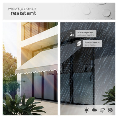 Awning - retractable, clamp, no-drill installation required - light grey