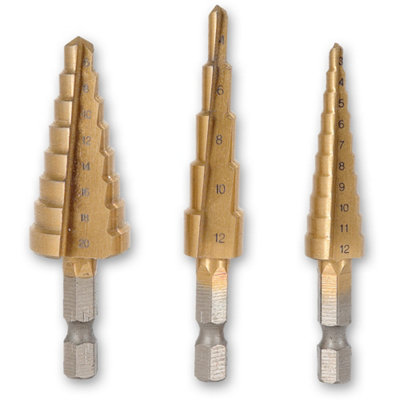 Axminster Workshop 3 Piece Stepped Drill Bit Set (Hex Shank) | DIY at B&Q