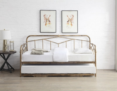 Axton Single 3ft Day Bed Antique Bronze Metal Bed Frame