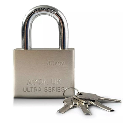 AYON 60mm Heavy Duty Waterproof Padlock with Long Shackle & 4 Keys ...