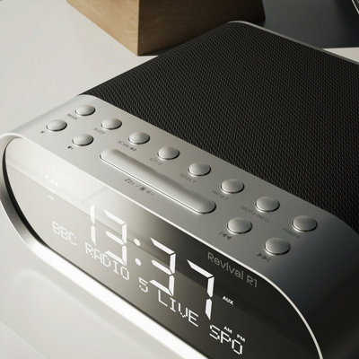 Azatom Revival R1 DAB / DAB+ Clock Radio Alarm with Bluetooth (Silver)