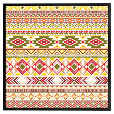 Aztec american indian pattern (Picutre Frame) / 30x30" / Oak
