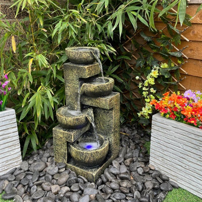 Aztec Modern Solar Water Feature - Solar Powered - Resin - L25 x W25 x ...