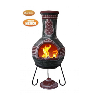 Azteca X-Large Mexican Chimenea in green and red | DIY at B&Q