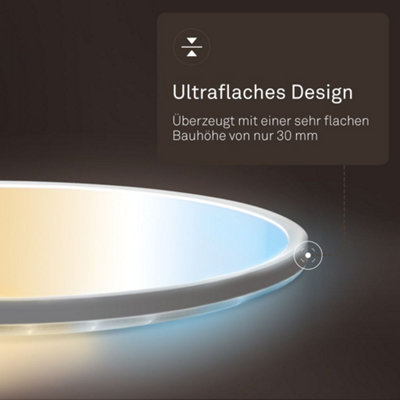 B.K.Licht White Bathroom Ceiling Light 22W, 3000lm, 2700-6500K Slim ...