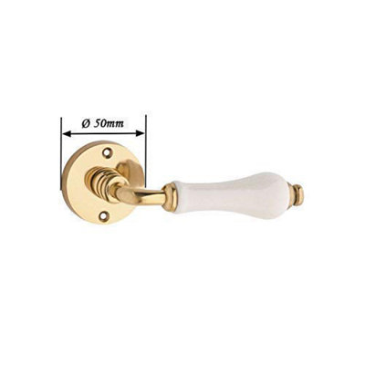 B&M Set of Traditional Vintage Brass Lever on Rose with Ivory Porcelain ...