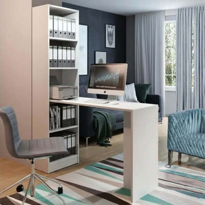 B1 Universal Desk with Shelves Storage Unit for Office and Home White ...