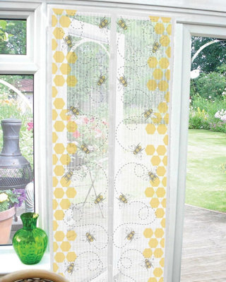 B4E Magnetic Insect Screen Door Curtain 90x210CM Busy Bee Design Mesh ...