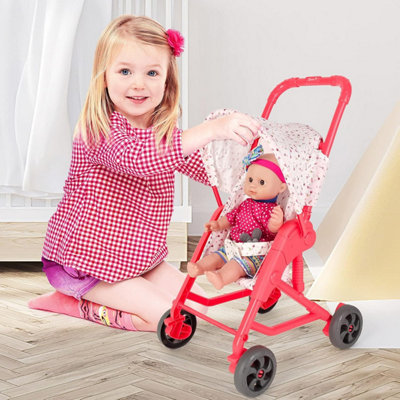 Baby Doll Stroller Set Pushchair Doll Playset with Soft Smooth 13 Inch ...