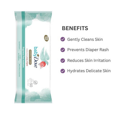 Baby Dove Sensitive Skin Care Moisturising Baby Wipes 50 Wipes In Pack