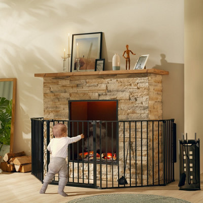 Baby Gate - fireplace safety gate with 5 elements, door with security ...