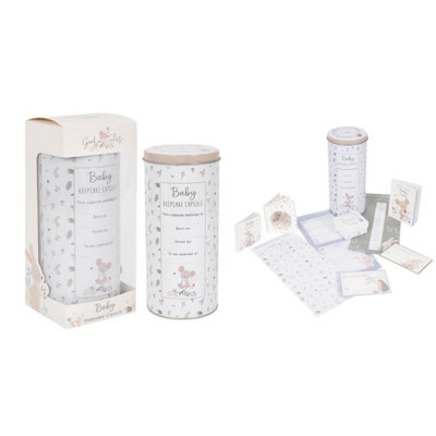 Baby Keepsake Time Capsule Memory Tin Animal Print Milestone Photo ...