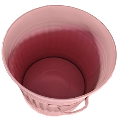 Baby Pink Metal Bin with Dustbin Lid Strong Steel 30L Bin Ideal for the ...