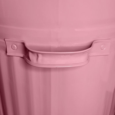 Baby Pink Metal Bin with Dustbin Lid Strong Steel 30L Bin Ideal for the ...