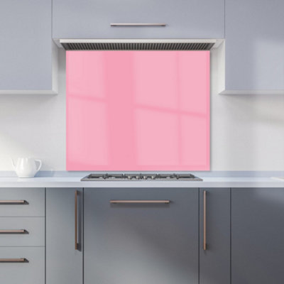 Baby Pink Premium Glass Kitchen Splashback W600mm x H600mm | DIY at B&Q