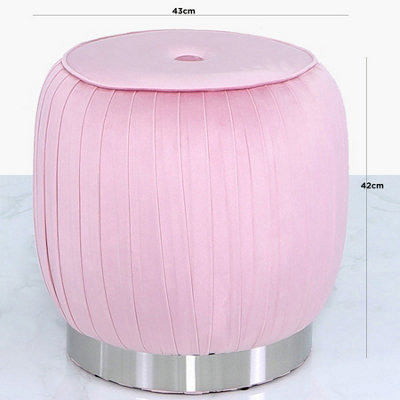 Baby Pink Round Footstool: Charming Design, Soft Hue & Versatile Accent ...