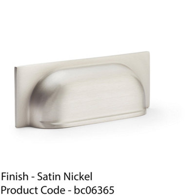 Backplate Cup Handle - Satin Nickel 96mm Centres Solid Brass Shaker ...