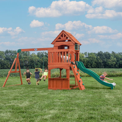 Backyard Discovery Atlantis Cedar Wooden Climbing Frame with 2 x Swings ...