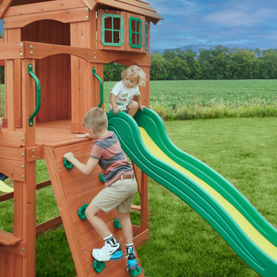 Backyard Discovery Atlantis Cedar Wooden Climbing Frame with 2 x Swings ...