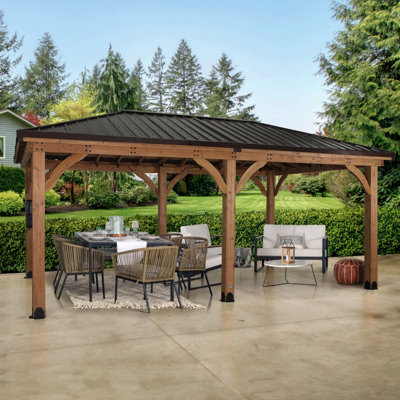 Backyard Discovery Barrington Cedar Wood Outdoor Patio Gazebo 6.1m x 3 ...