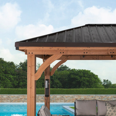 Backyard Discovery Barrington Cedar Wood Outdoor Patio Gazebo with ...
