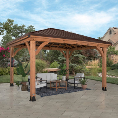 Backyard Discovery Barrington Cedar Wood Outdoor Patio Gazebo with ...