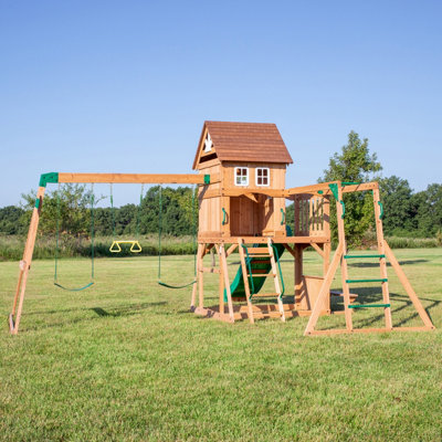 Backyard Discovery Montpelier Cedar Wooden Climbing Frame with 2 x ...