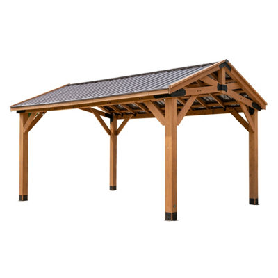 Backyard Discovery Norwood Cedar Wood Outdoor Patio Gazebo 5m x 3.7m ...