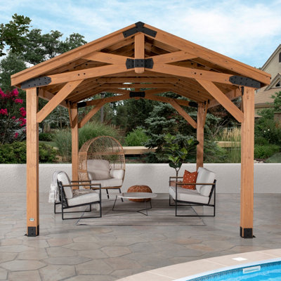 Backyard Discovery Norwood Cedar Wood Outdoor Patio Gazebo 5m x 3.7m ...