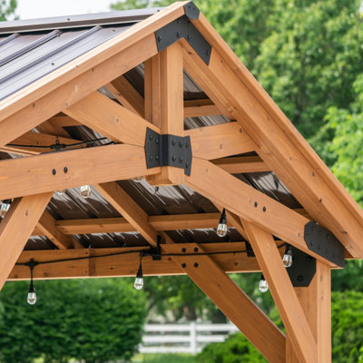 Backyard Discovery Norwood Cedar Wood Outdoor Patio Gazebo 5m x 3.7m ...