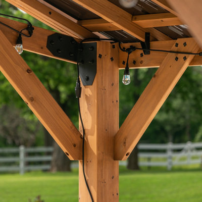Backyard Discovery Norwood Cedar Wood Outdoor Patio Gazebo 5m x 3.7m ...