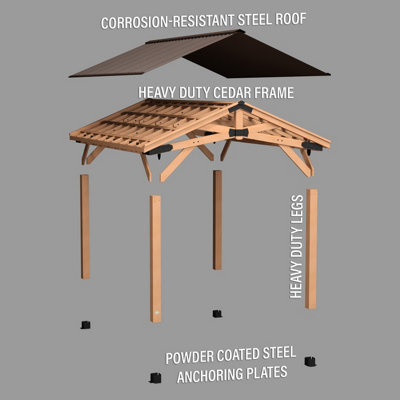 Backyard Discovery Norwood Cedar Wood Outdoor Patio Gazebo 5m x 3.7m ...