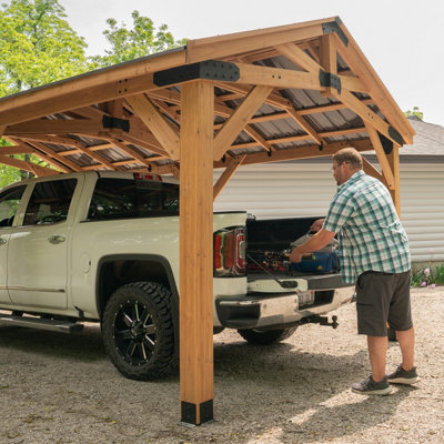 Backyard Discovery Norwood Cedar Wood Outdoor Patio Gazebo/Carport with ...