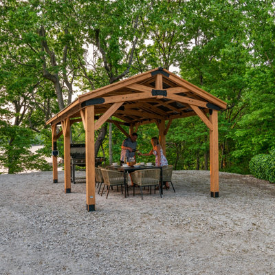 Backyard Discovery Norwood Cedar Wood Outdoor Patio Gazebo/Carport with ...