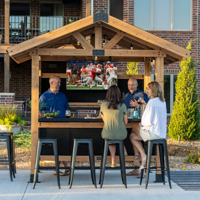 Backyard Discovery Palisade Wooden Outdoor Garden Bar with Powerport 2 ...