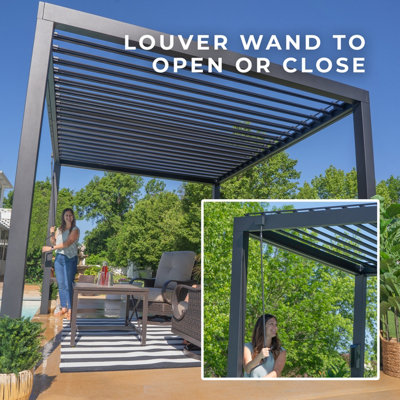 Backyard Discovery Sarasota Louvered Steel Outdoor Patio Pergola with ...