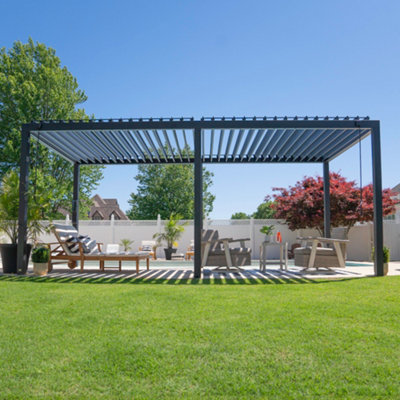 Backyard Discovery Sarasota Louvered Steel Outdoor Patio Pergola with ...