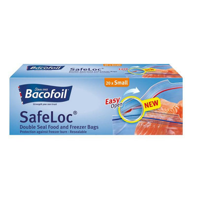 Bacofoil SafeLoc Double Seal Food & Freezer Bags Small 17 x 17cm 1L ...