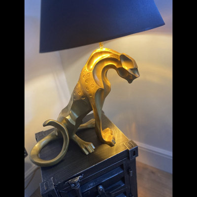 BAGHEERA - CGC Gold Leopard Table Lamp With Black Shade | DIY at B&Q