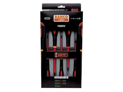 Bahco BE-9881SL BE-9881SL ERGO Slim VDE Insulated Screwdriver Set, 5 ...