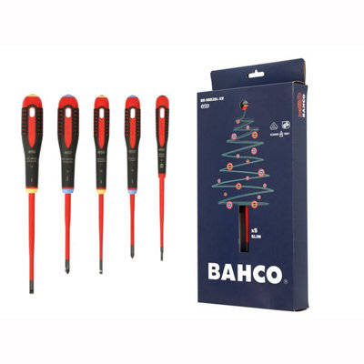 Bahco BE-9882SL-XE XMAS ERGO Slim VDE Insulated Screwdriver x5 Pc Set BE-9882SL