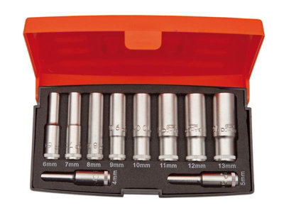 Bahco - S0810L 1/4in Drive Deep Socket Set of 10 Metric | DIY at B&Q