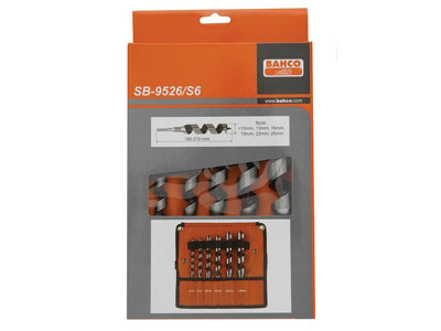 Bahco Self-Feed Wood Auger 6 Piece Set Flute Drill Bits 10mm to 25mm SB ...