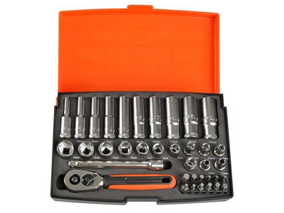 Bahco SL25L Deep Drive Socket Set 37 Piece Metric 1/4in BAHSL25L