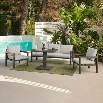 Bahia Sofa Garden Set with Rising Table, Dark Grey