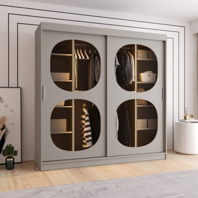 Bahrain II Cashmere Sliding Door Wardrobe 200cm - Smoked Glass, Calm ...