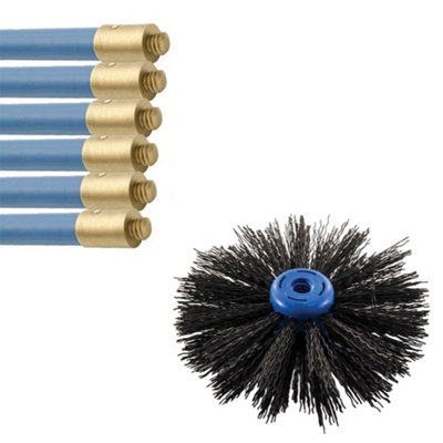 Bailey Drain Chimney Flue Cleaning Set 6x Drain Rods BAI1600 16" Brush ...