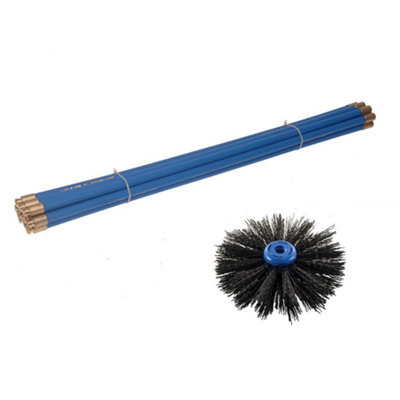 Bailey Drain Chimney Flue Cleaning Set 6x Drain Rods BAI1600 6" Brush ...